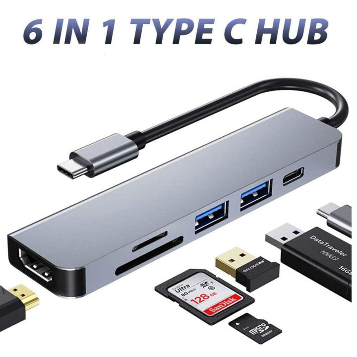 USB C HUB 6 IN 1 TYPE C DONGLE USB C MULTIPORT ADAPTER | Daraz.com.np