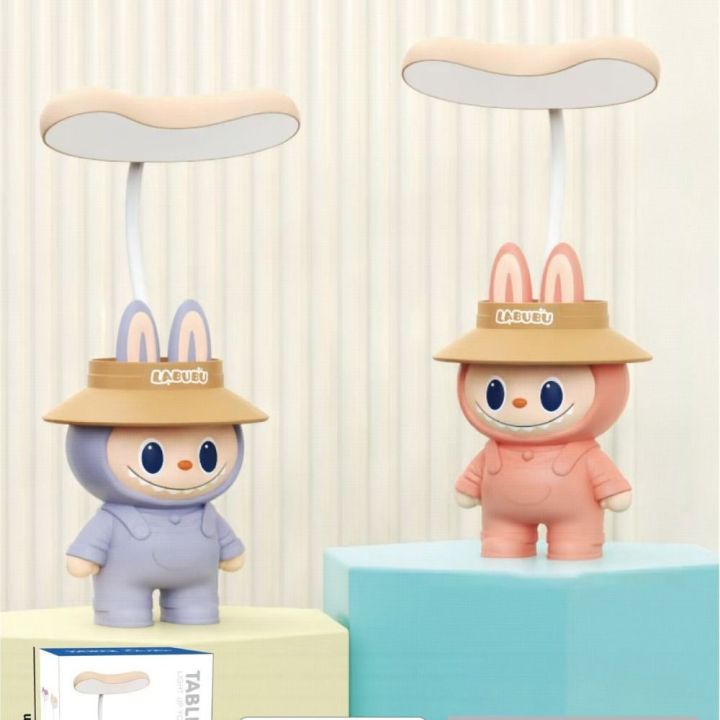 New Cartoon Labubu Little Night Light Charging Small Desk Lamp Eye ...