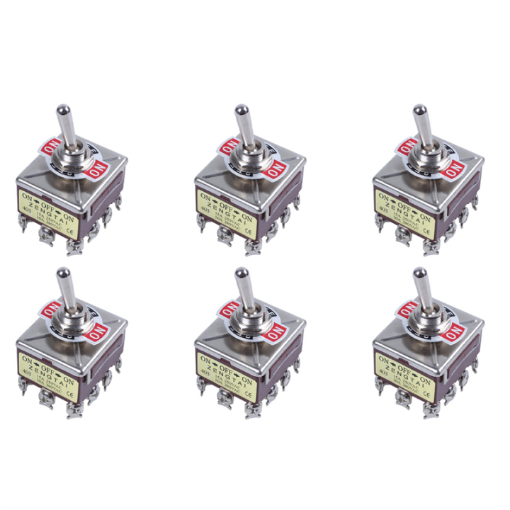 6X AC 380V 10A ON/OFF/on 3 Positions 12 Pin Latching Toggle Switch 4PDT ...