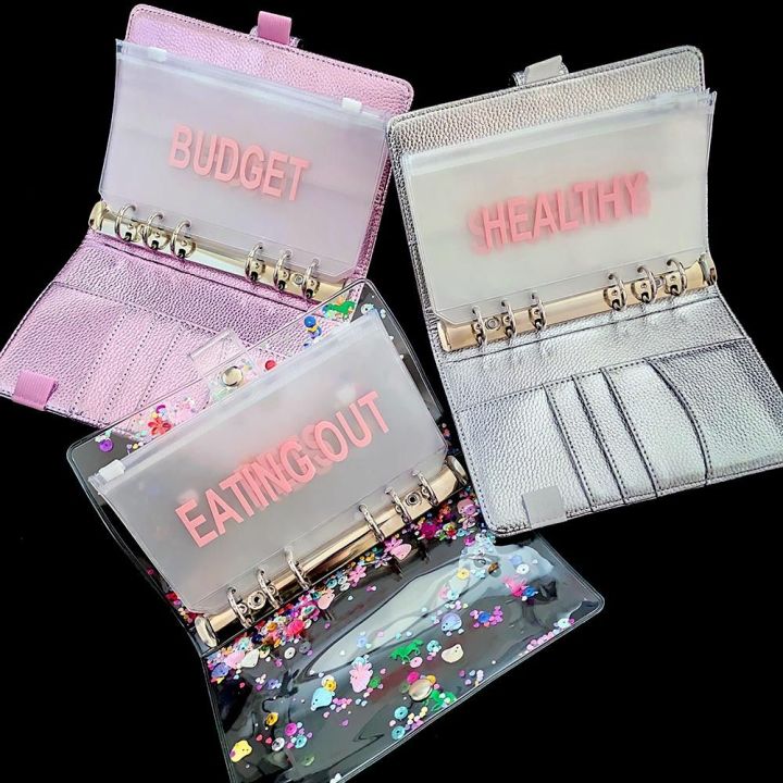 A6 Pink Series Waterproof Pouch Organizers 6 Ring Loose Leaf Pouch Cash ...