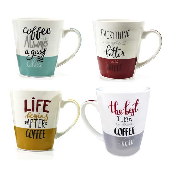 Generic Coffee/ Tea Mug, Coffee Cup Porcelain, Set of 4 Different ...