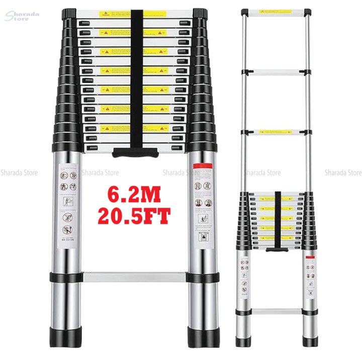 6.2M Telescopic Ladder, Aluminum Extension Ladder, Multi-Purpose Loft ...