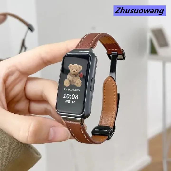 Zhusuowang Leather Strap For Huawei Band 10/9/8 Magnetic Watchband ...