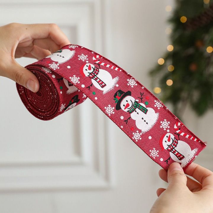Cartoon 2M/Roll Christmas Tree Ribbon DIY Fabric Gift Packaging Webbing ...