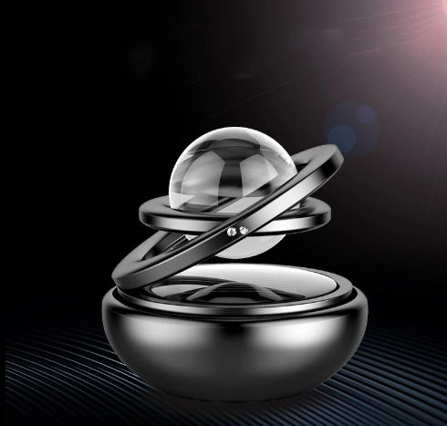 Car Dashboard Solar Powered Rotating Aluminum Aromatherapy Case (Black ...