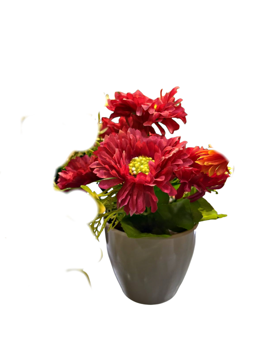 Colorful Artificial Rubber Flower With Pot | Daraz.com.np