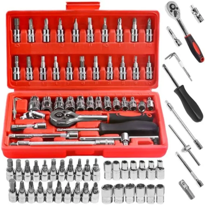 46 In 1 Pcs Tool Kit & Screwdriver and Socket Set With Big Box | 46 Pcs ...