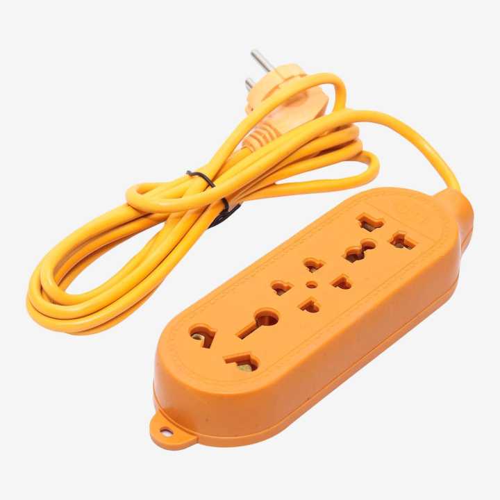 MultiPlug Power Cord -4 Socket, 3 Meter Cable - Yellow | Daraz.com.np