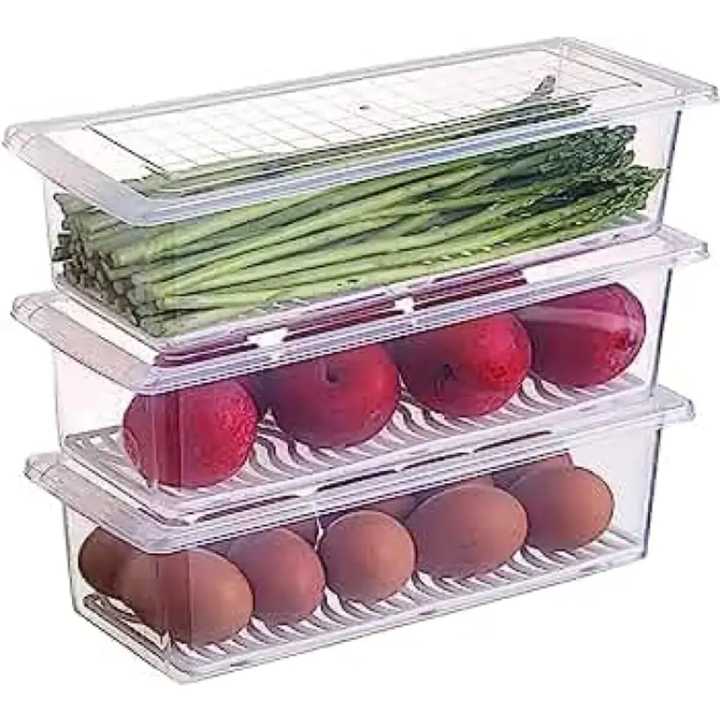 Plastic Food Storage Stackable Container With Plate & Lid 1500ML- 3 Pcs ...