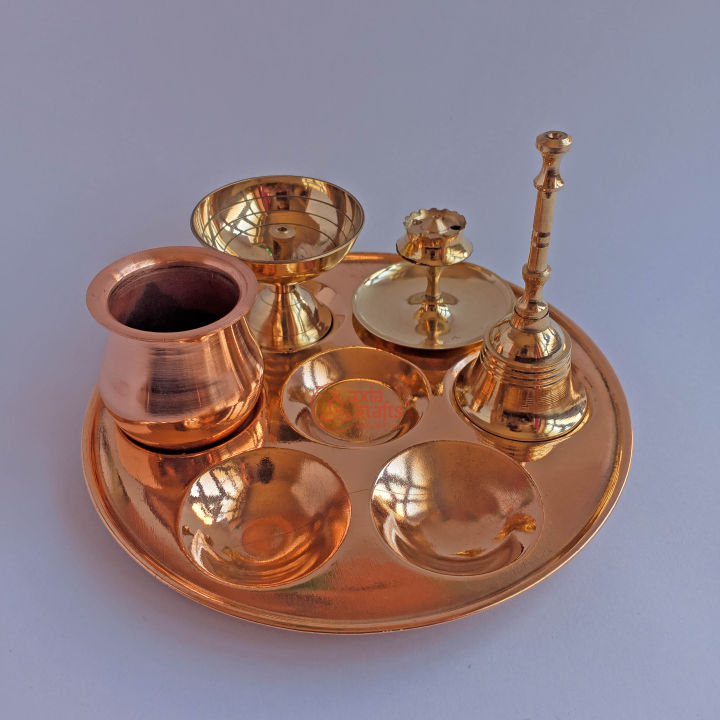 Axia Krafts Cute Brass Copper Puja Set ( All in One ) Combo | Daraz.com.np