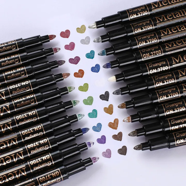 Sale】3700 Color Pen Soft Head 12 DIY Photo Album Black Card Pen ...