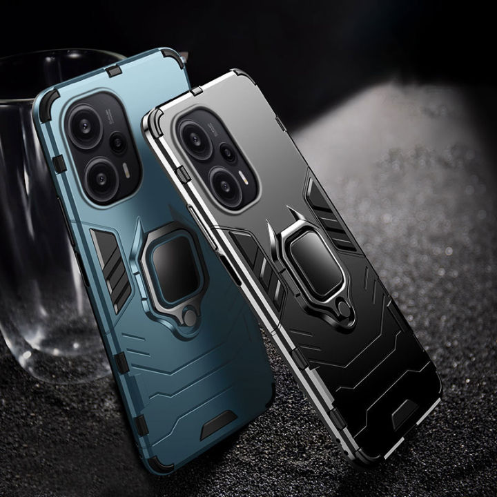 Vantime Case for Xiaomi Poco F5 5G Metallic Ring Stand Armor Hard Back ...