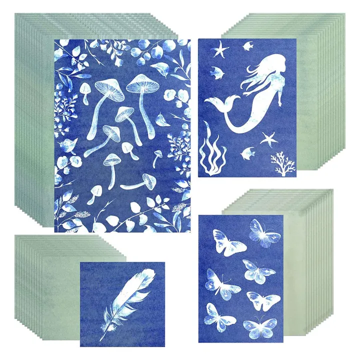 NAMUNY 48 Sheets Blue Type Paper Kit 4 Size Solar Printing Paper Solar ...