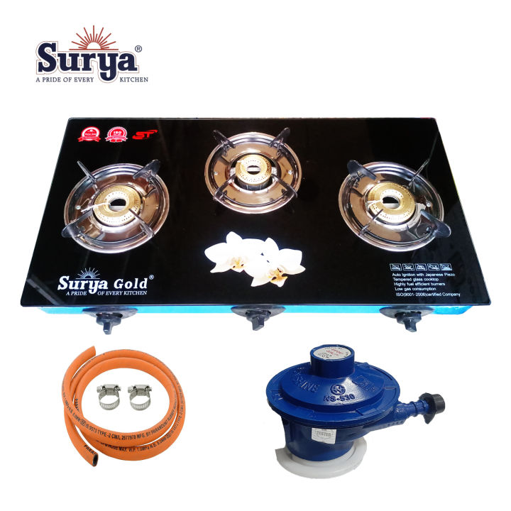 Automatic Stove Gas Stove Full Set contains Regulator, Surakshya Hose ...