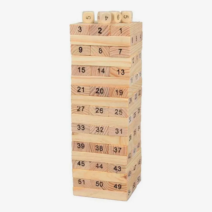 Jenga Number Wooden Blocks 54 Pieces | Daraz.com.np
