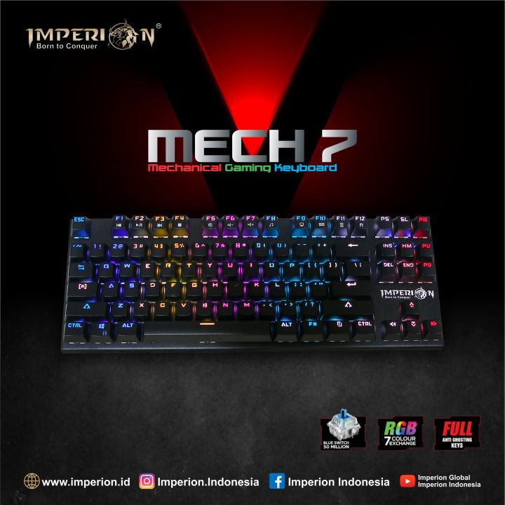 Imperion Mech 7 KG-M07R Compact 87Keys RGB Gaming Mechanical Keyboard ...