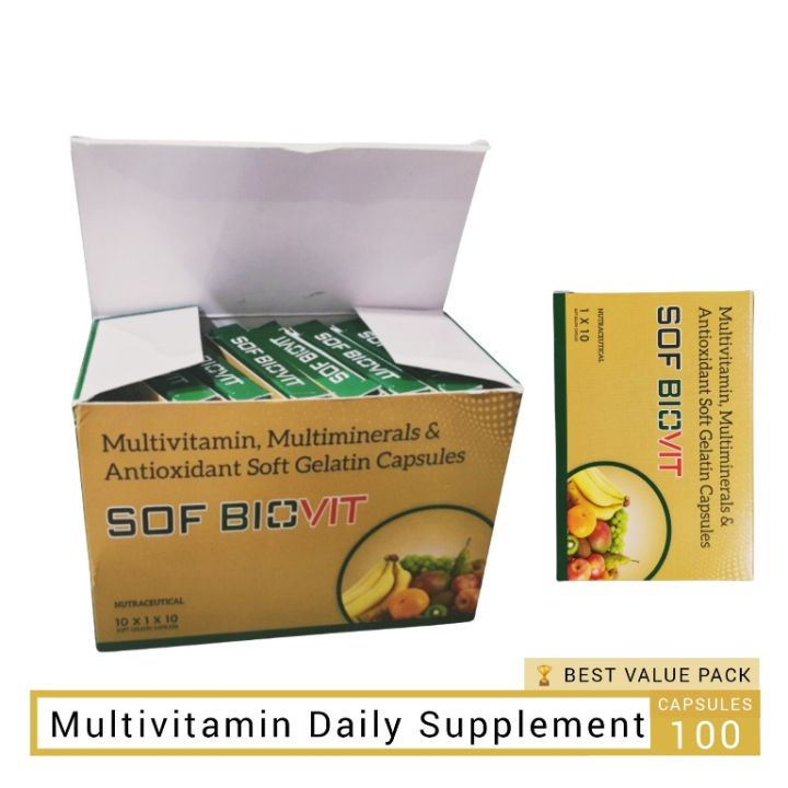 Pack of 10, Multivitamin Daily Supplement 10 Capsules By Sof Biovit ...