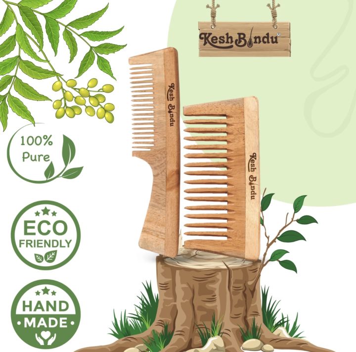 KeshBindu Neem Wooden Combs For Men & Women Suited For All Hair Types ...