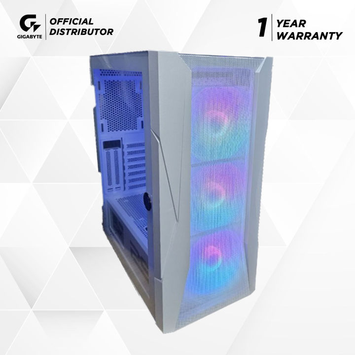 White Mid Tower PC Case with 3 RGB Fan's | Daraz.com.np