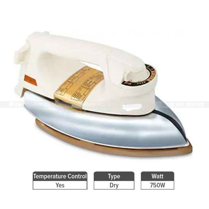 750 Watts Heavy Weight Dry Iron Box (Cream and Golden) | Daraz.com.np