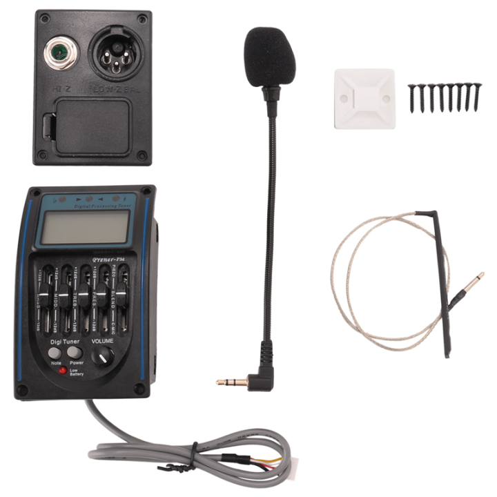 5 Bands Acoustic Guitar Pickup EQ Preamp LCD Tuner Equalizer with Mic ...