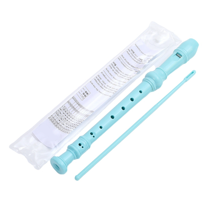 Light Blue-8 Holes Soprano Recorder Kit with Cleaning Rod, German Style ...
