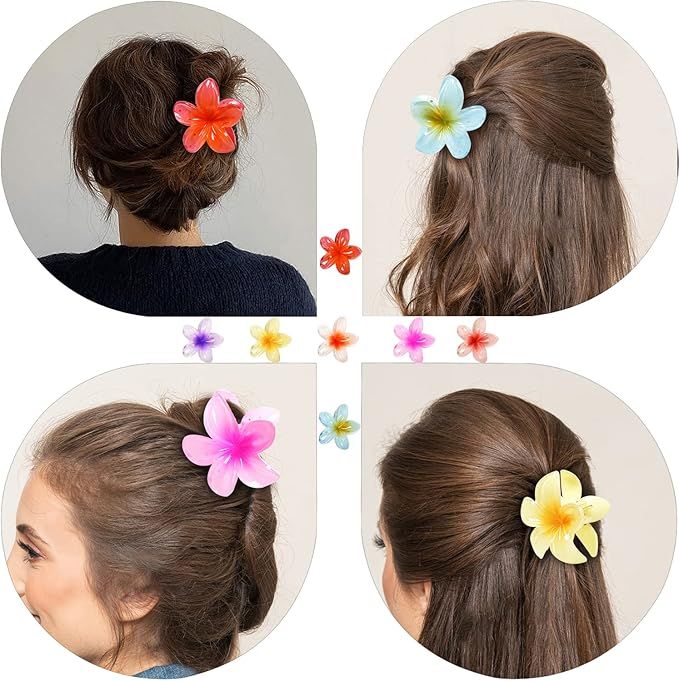1 Piece Frangipani Flower Acrylic Floral Hair Claw Clips Hawaii Hair ...