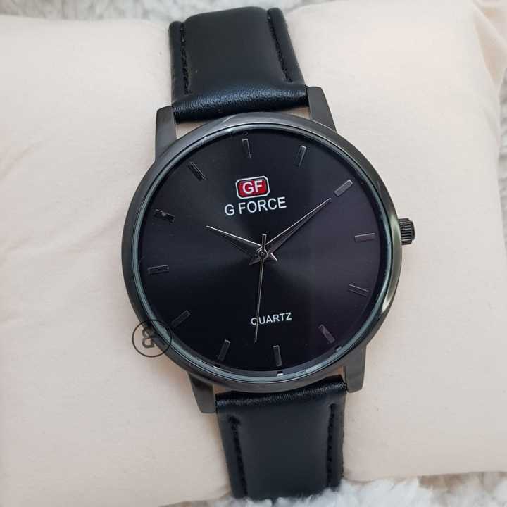 G Force Classic Dial Leather Strap Wrist Watch For Men - Black ...