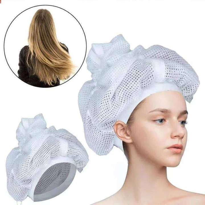 For Curly Adjustable Large Mesh Hair Drying Caps Net Plopping Bonnet ...