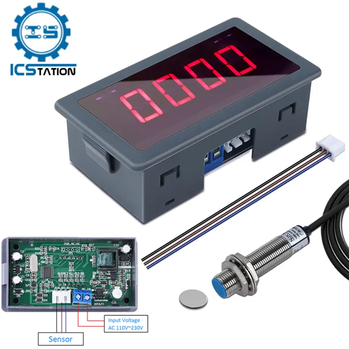 Digital LED Tachometer RPM Speed Meter AC 110V 220V 4Bit Motor ...