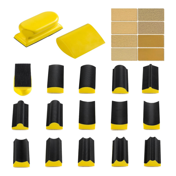 16 PCS Hand Sanding Blocks with 40-Piece Sandpaper Set for Automotive ...
