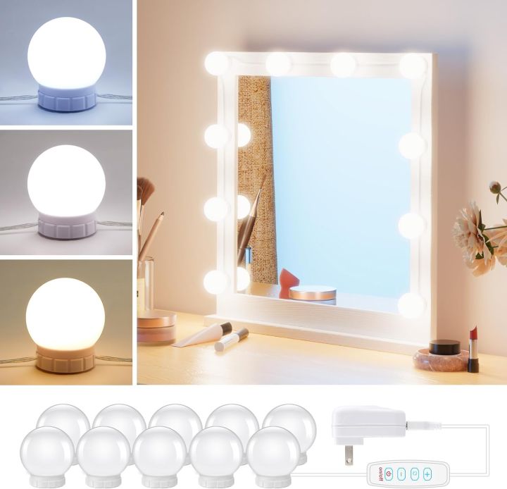 Vanity Mirror Lights Hollywood Style Led Kit | 10 Dimmable Bulbs Makeup ...