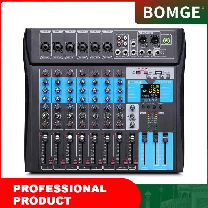 BOMGE Professional Mixer Sound Board Console 8 Channel Desk System w/Audio Interface Recording ...