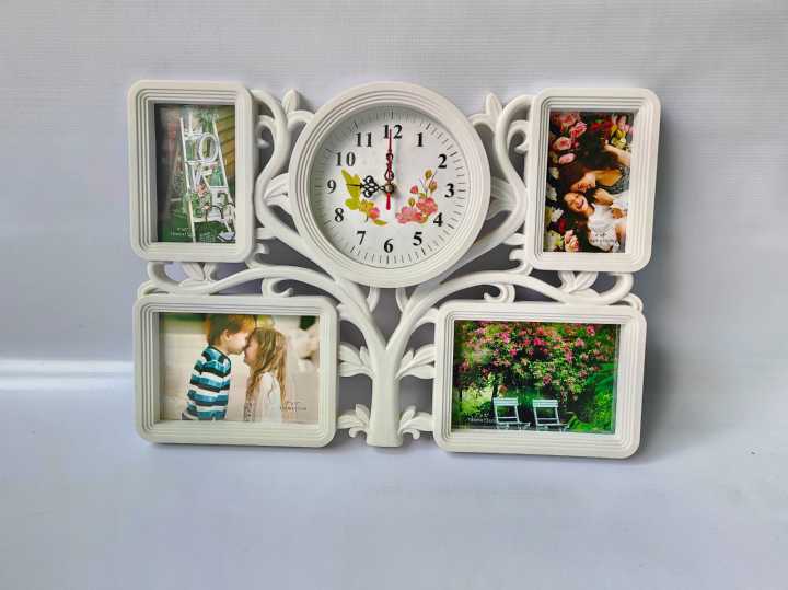 Wall Picture Frame Family Photo Frame With Clock Beautiful Home Decor ...