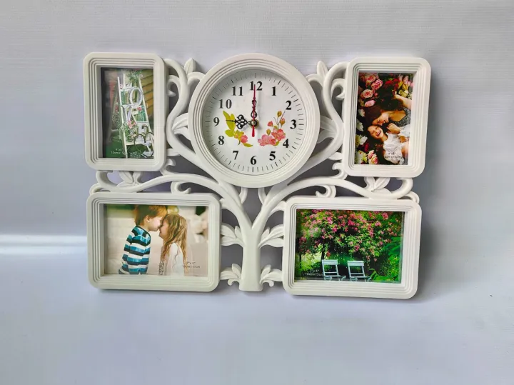 Wall Picture Frame Family Photo Frame With Clock Beautiful Home Decor ...