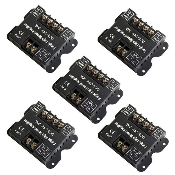 (GGBR) 5X LED Strip Amplifier 30A DC5V -24V Single High Speed Amplifier ...