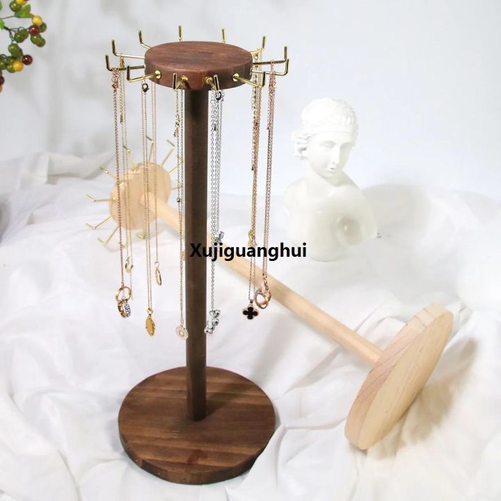 Xujiguanghui Wooden Round Jewelry Organizer, Jewelry Display Tower for ...
