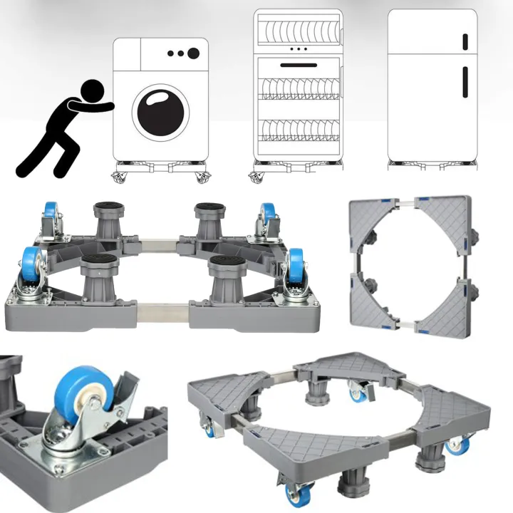 (4 Wheel + 4 Stand ) Foot Adjustable Washing Machine Mobile Bases ...