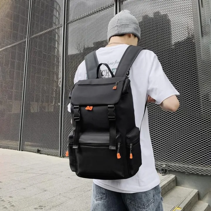 Korean Solid Large Capacity Plain Black Backpack Bag For Unisex | Daraz ...