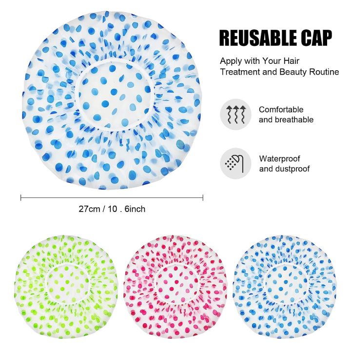 Pack Of 2 Reuseable Shower Cap - Waterproof Bath Caps Plastic Reusable ...