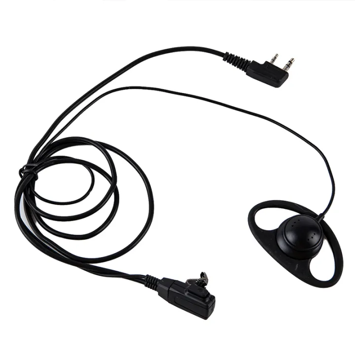 D Shape Ear Hook Earpiece 2Pin PTT With Mic Headset for UV-5R BF Walkie ...
