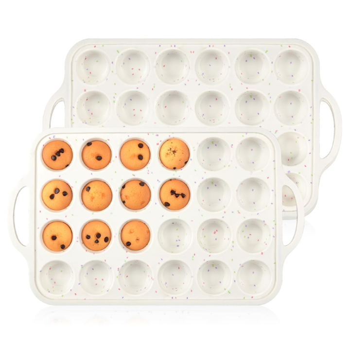 JAERBEE 2 Pack Mini Muffin Pan, Reinforced Frame Mini Cupcake Pans 24 ...