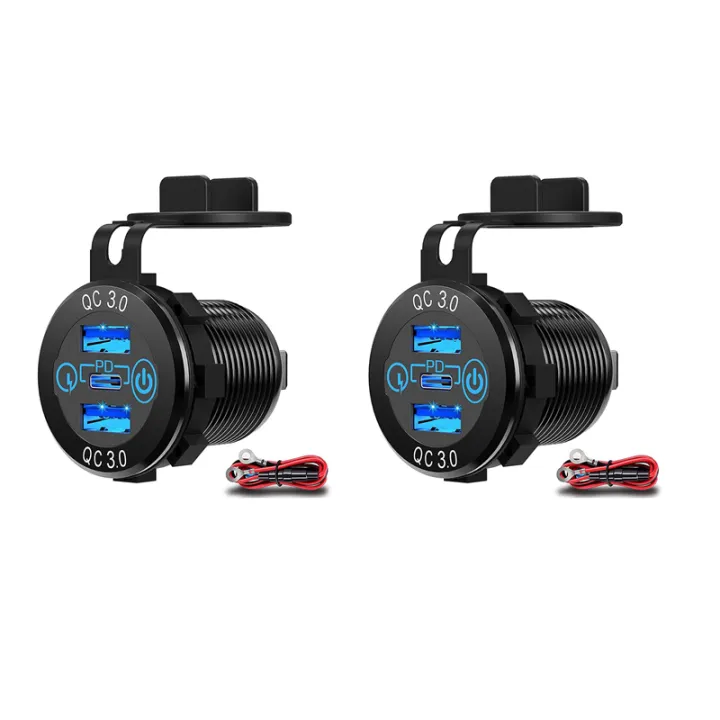 NAMUNY 2X Quick Charge Socket 60W USB-C Multiple Car Charger Socket PD ...