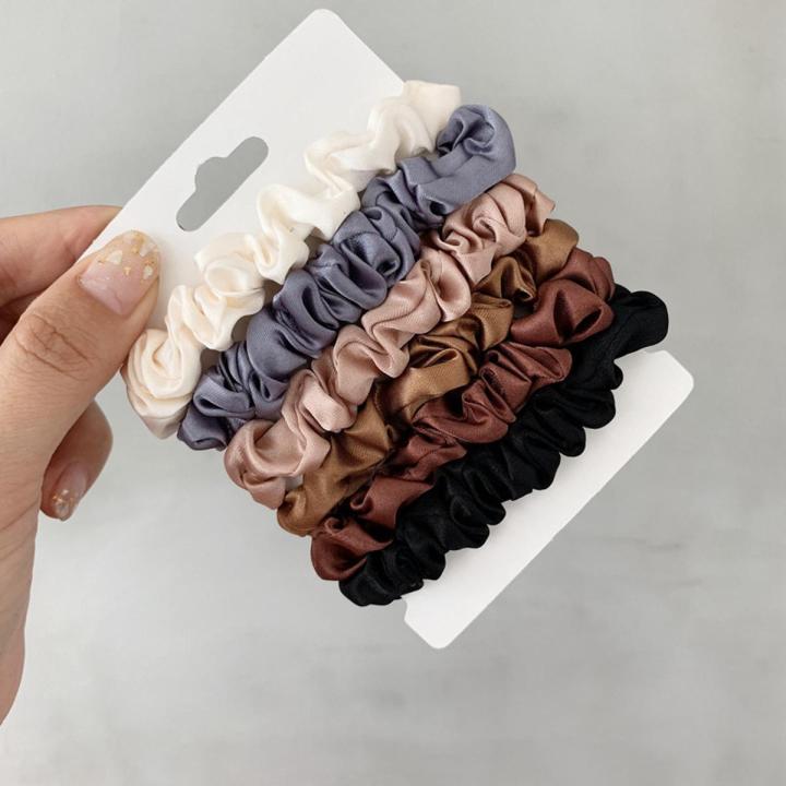 【VisioN Super Shop】Hair Bands Satin Silk Rubber Band Korean Solid Color ...