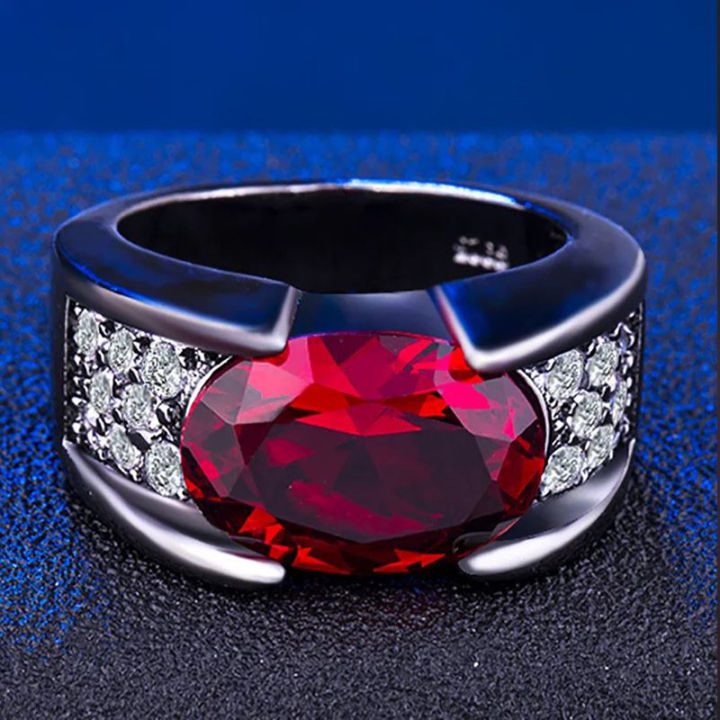 【Mega Sale】Set Ruby Ring Plated Gold Men's and Women's Ring Party ...