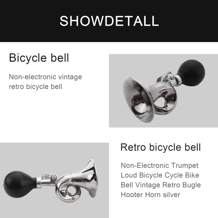Non-Electronic Trumpet Cycle Bike Bell Vintage Retro Bugle silver ...