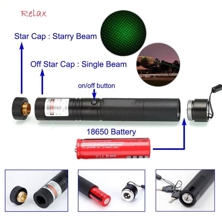 Red Gift Box RELAX Rechargeable Green Laser Pointer 532nm Party Pen ...