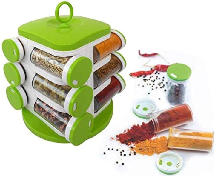 16 Jar Revolving Food Grade Plastic Spice Rack | Daraz.com.np