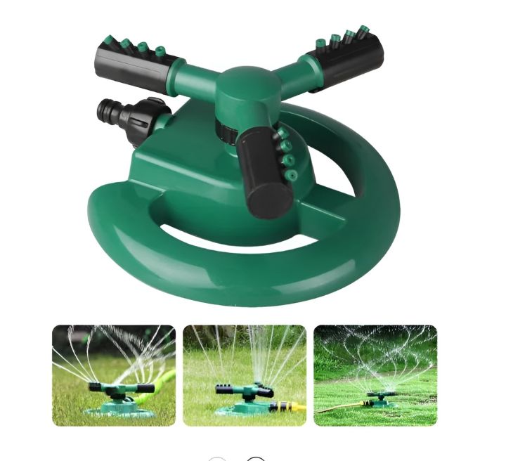 Automatic 360° Rotating 3 Arm Garden Water Sprayer Sprinkler Lawn Roof ...