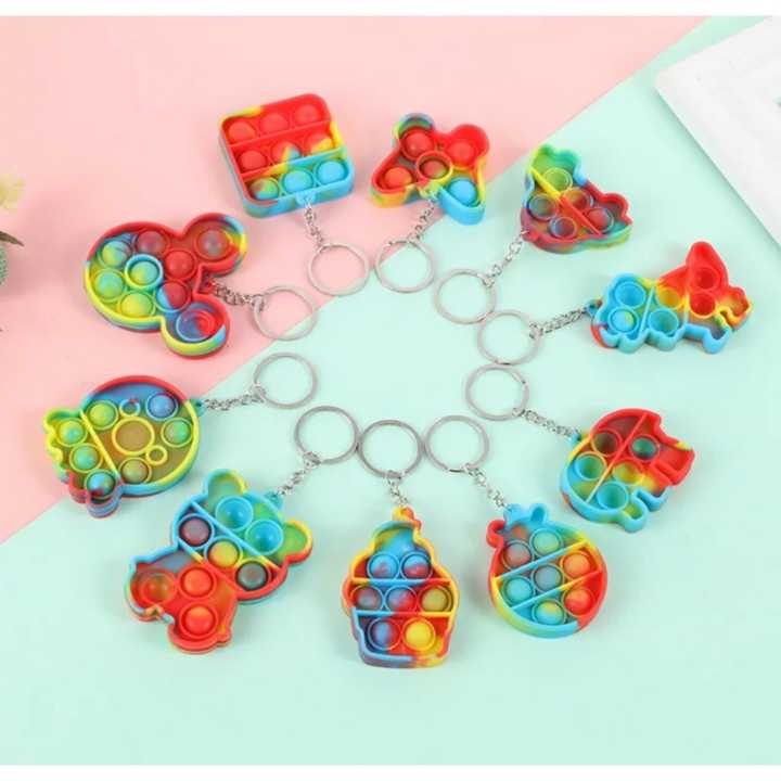 Mini Push Bubble Sensory Fidget Toys Keychain Simple Dimple Squishy ...